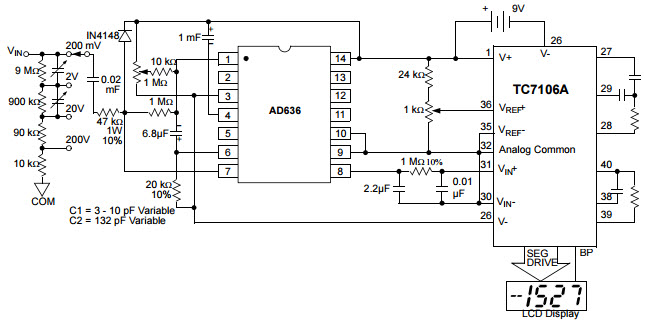 TC7107 ADC实现真有效值交流数字万用表的应用 - 工程资源中心 - 电子技术论坛 - 广受欢迎的专业电子论坛!